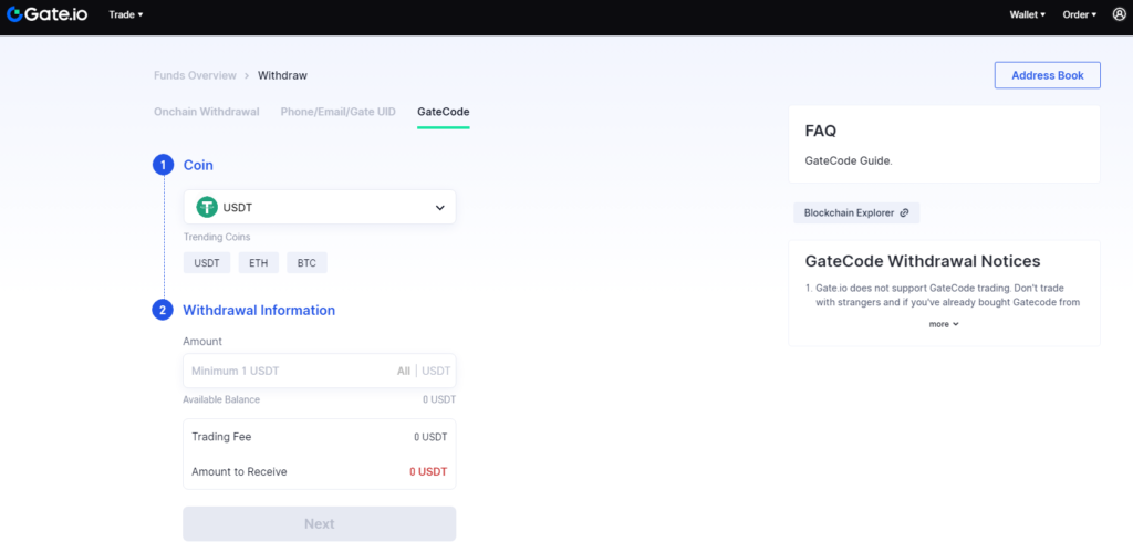 Gate.io Withdrawal Methods & Limits