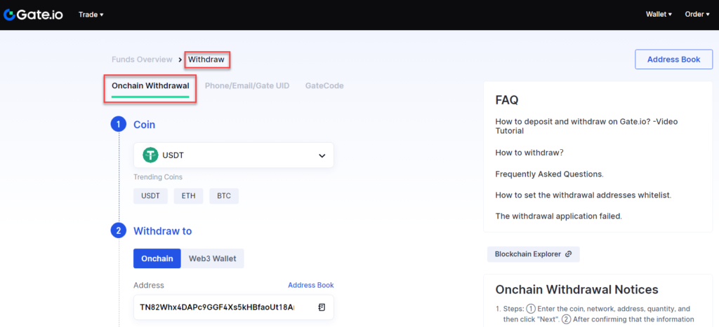 Gate.io Withdrawal Methods & Limits
