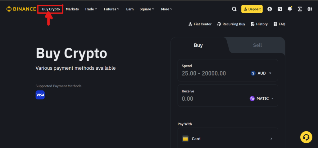Binance Deposit & Payment Methods